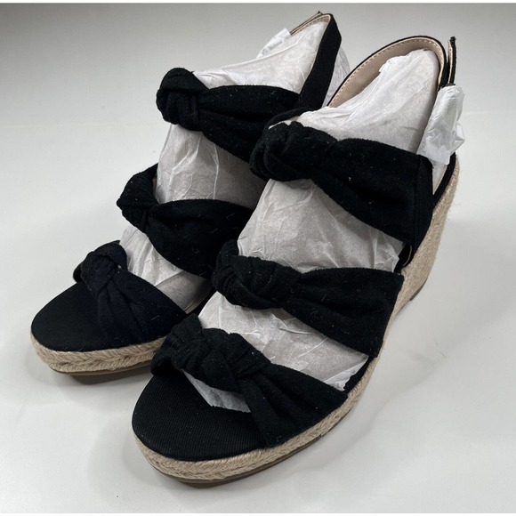 Flex | Shoes | New Lifestride Flex Talent Black Tie Espadrille Wedge ...
